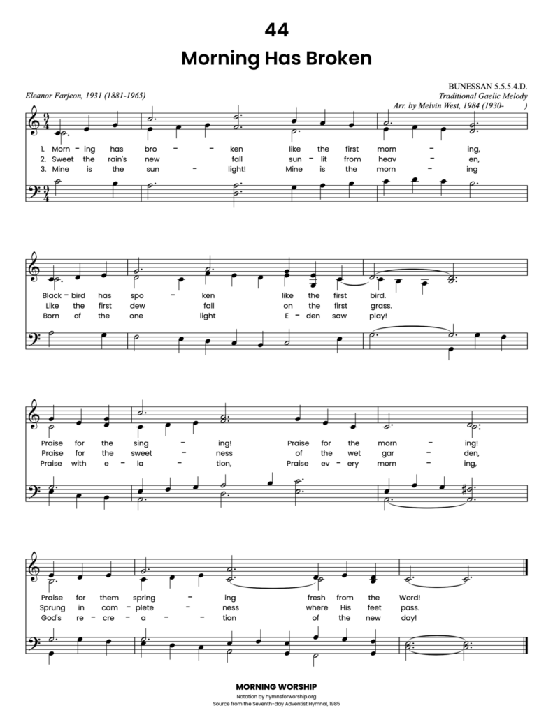 SDAH 044: Morning Has Broken - Hymns for Worship