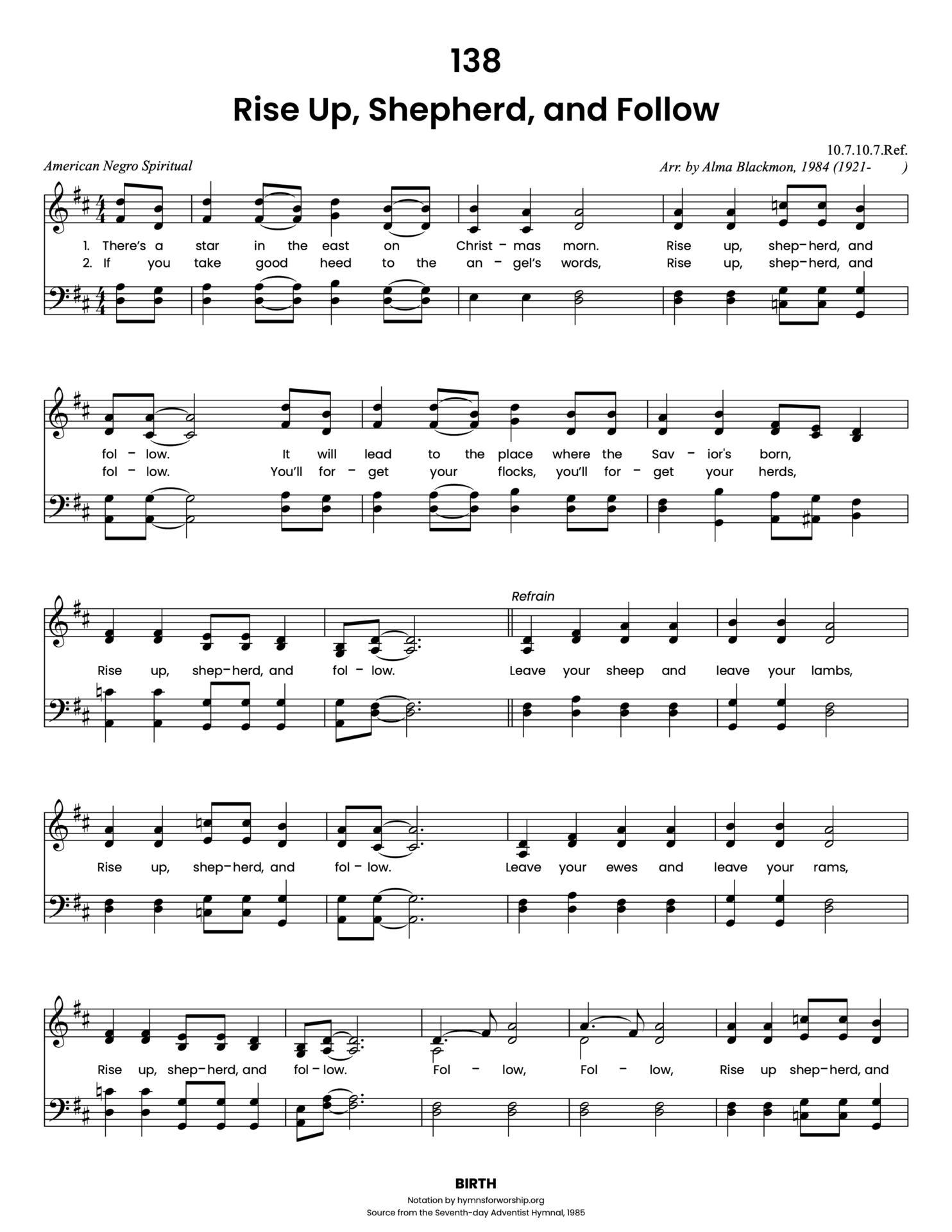 SDAH 138: Rise Up, Shepherd, and Follow - Hymns for Worship