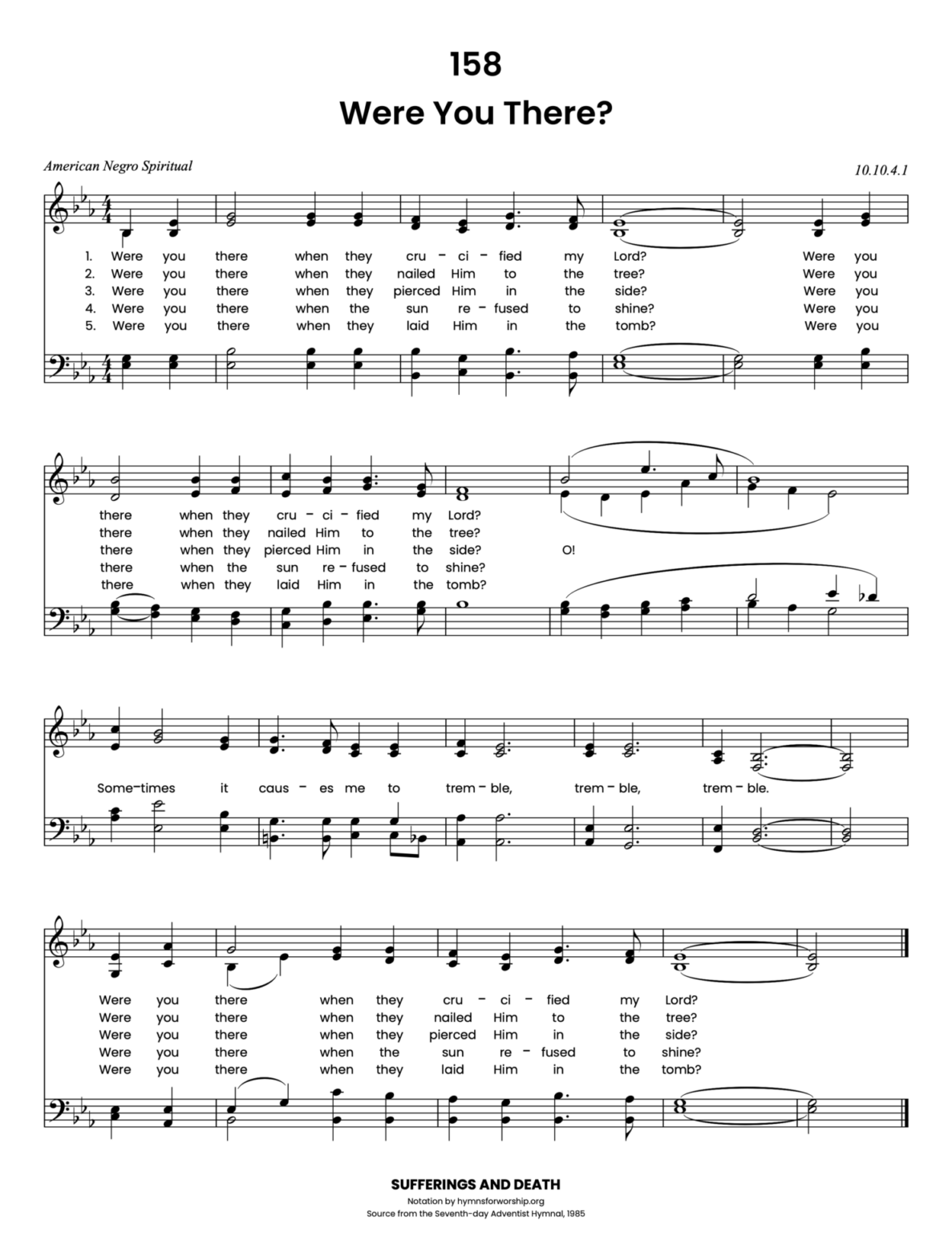 SDAH 158: Were You There? - Hymns for Worship