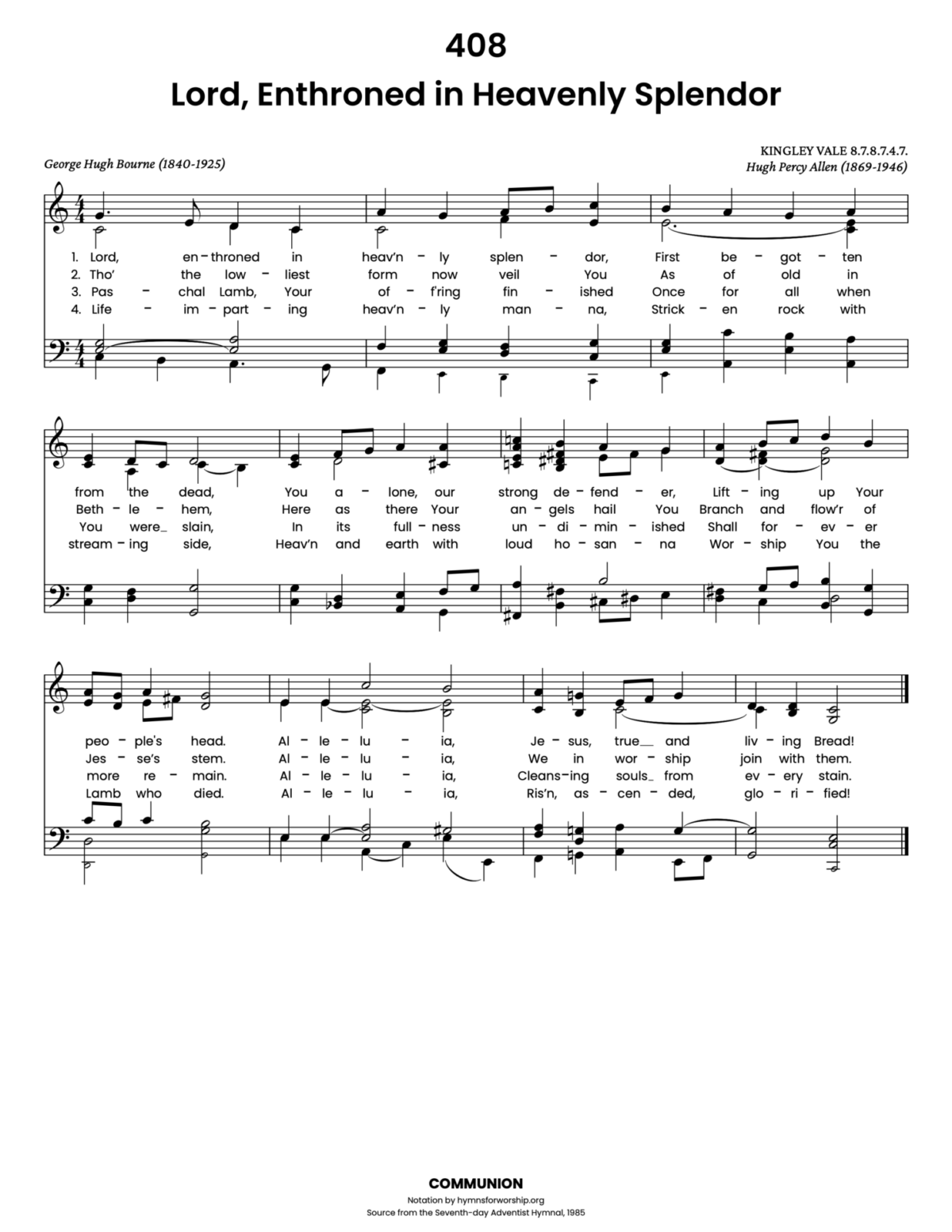 SDAH 408: Lord, Enthroned in Heavenly Splendor - Hymns for Worship