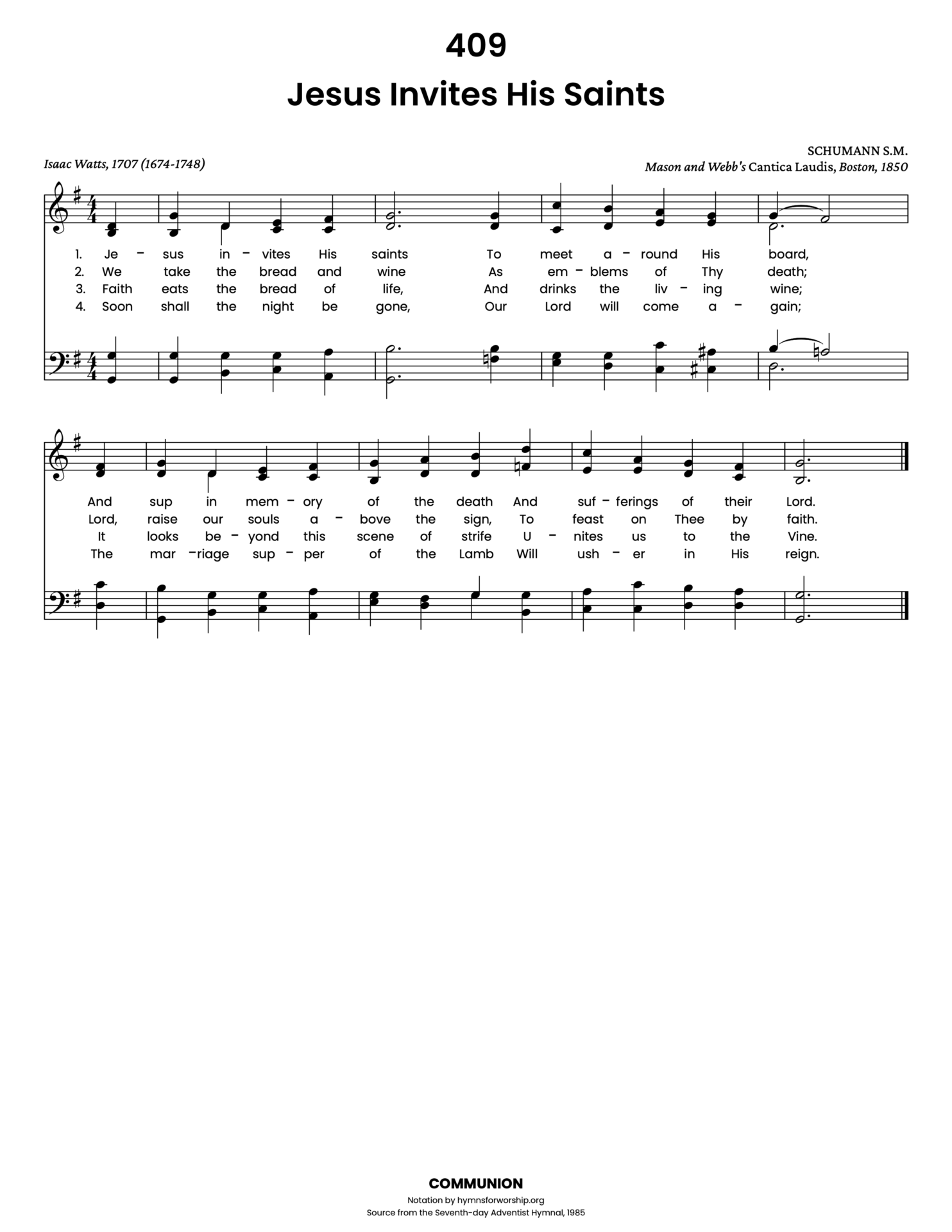 SDAH 409: Jesus Invites His Saints - Hymns for Worship