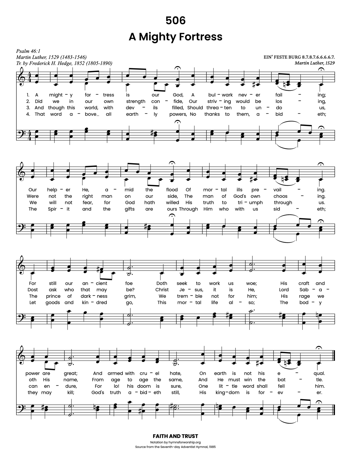 SDAH 506: A Mighty Fortress - Hymns for Worship