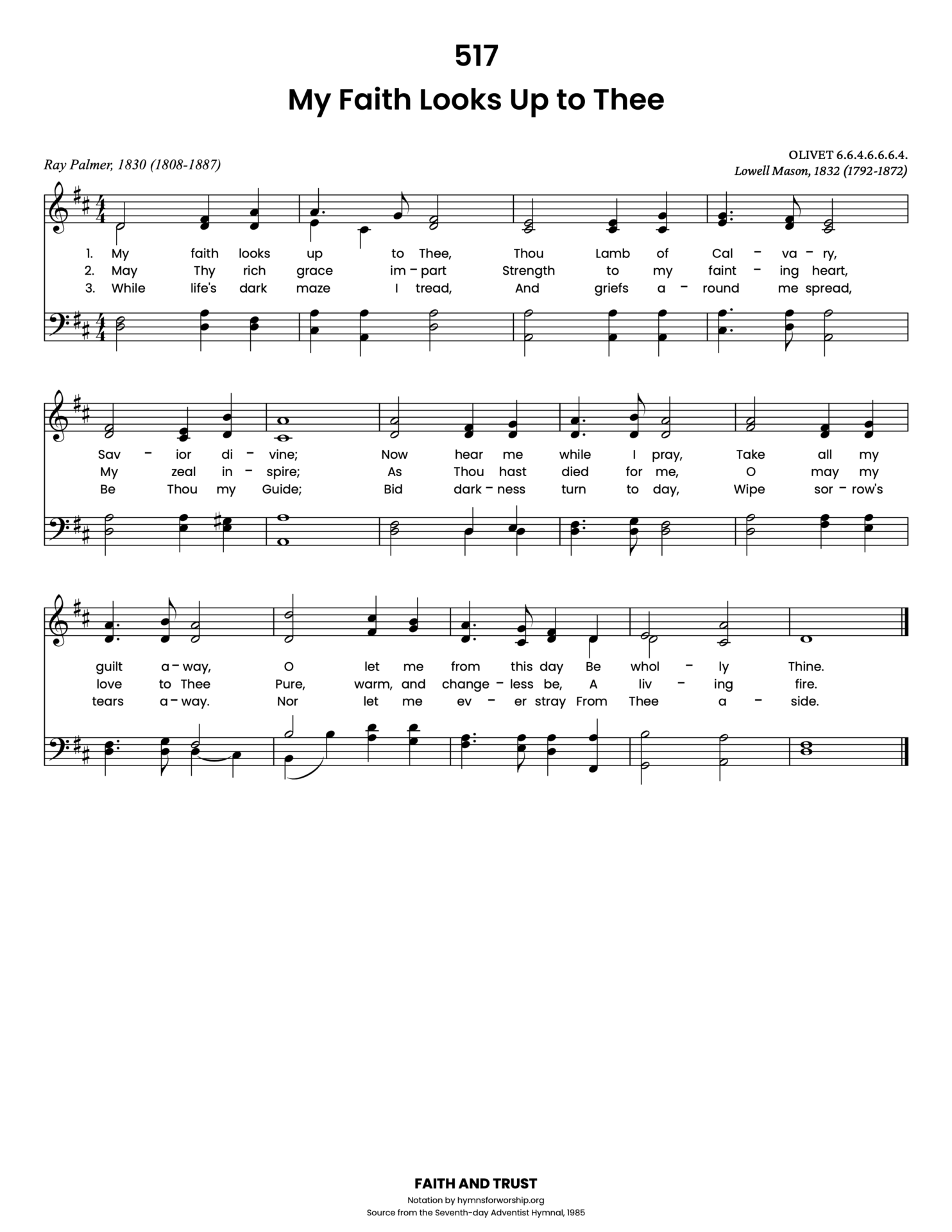 SDAH 517: My Faith Looks Up to Thee - Hymns for Worship