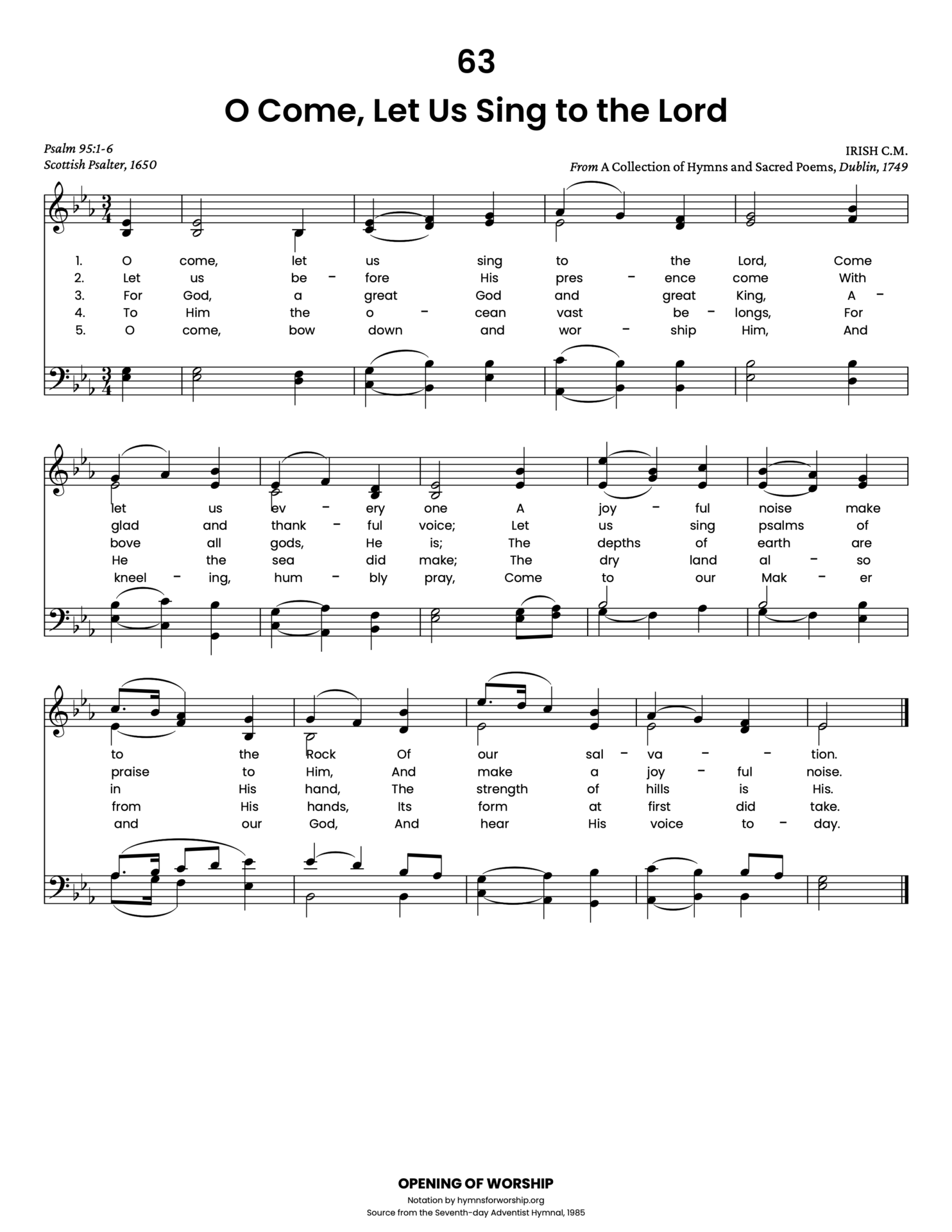 SDAH 063: O Come, Let Us Sing to the Lord - Hymns for Worship