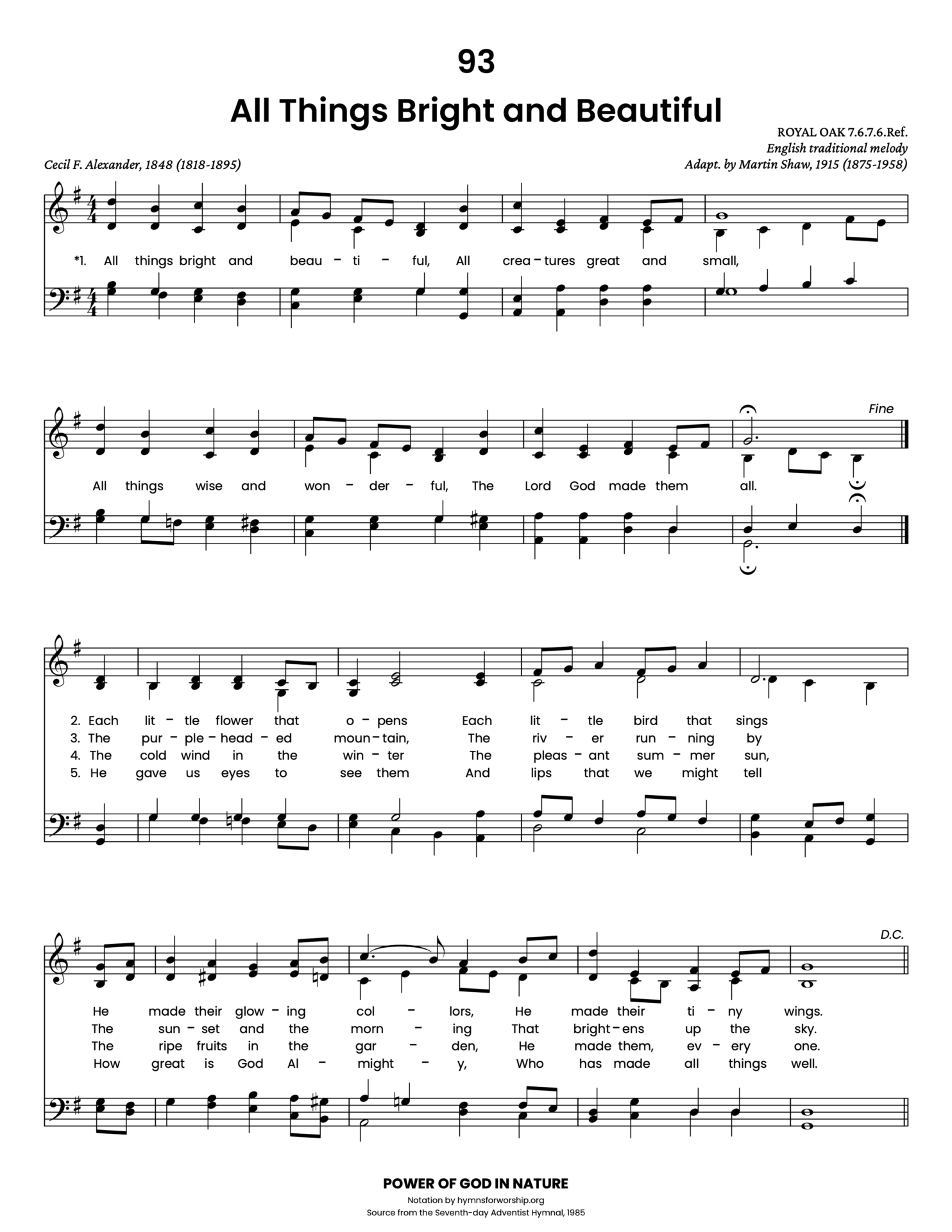 SDAH 093: All Things Bright and Beautiful - Hymns for Worship