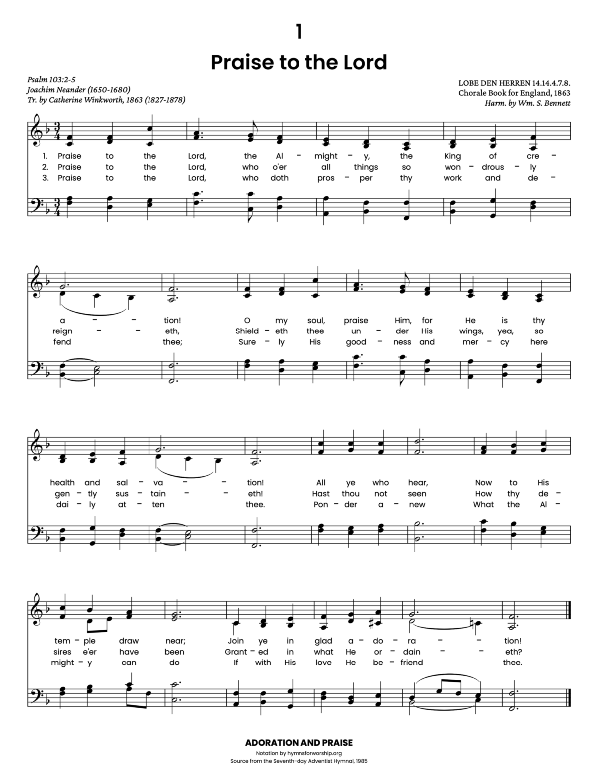 SDAH 001: Praise to the Lord - Hymns for Worship