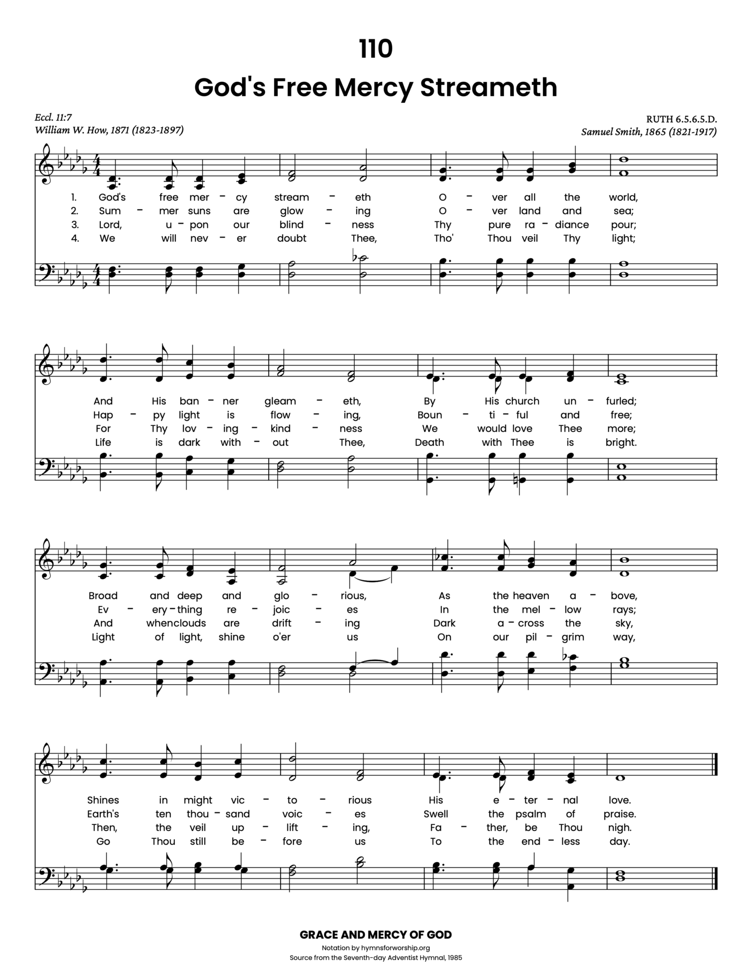 SDAH 110: God's Free Mercy Streameth - Hymns for Worship