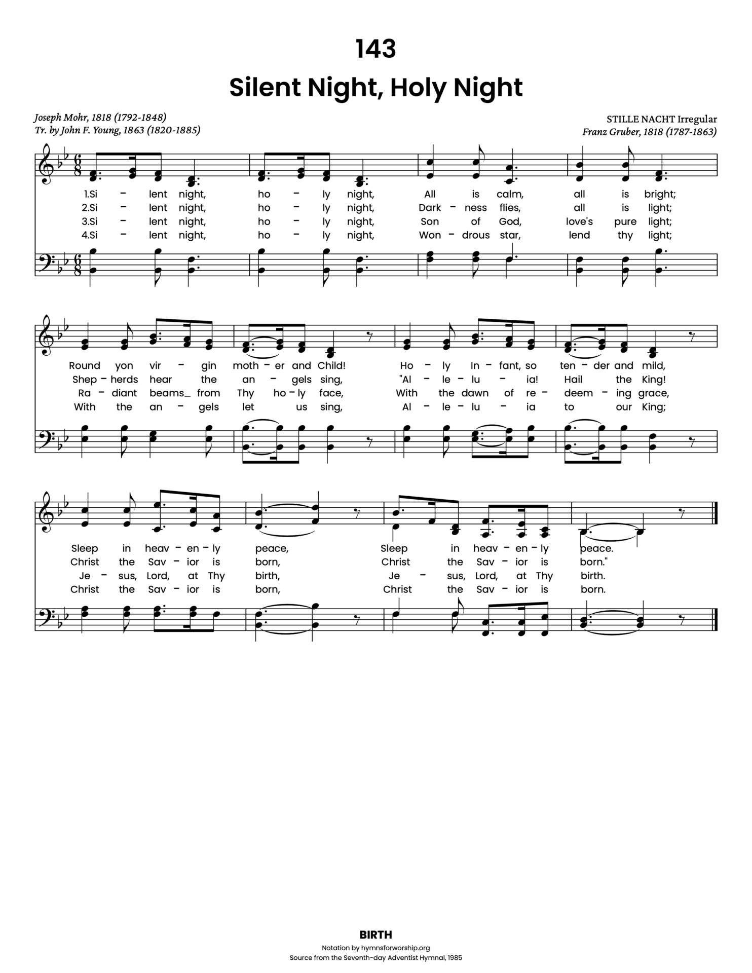 SDAH 143: Silent Night, Holy Night - Hymns for Worship