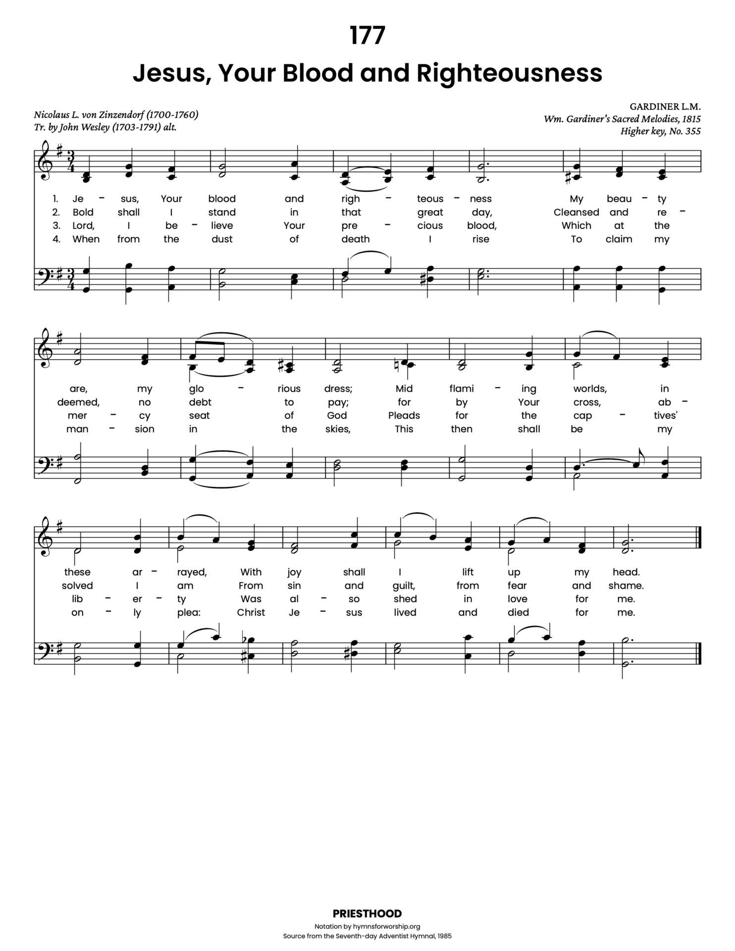 SDAH 177: Jesus, Your Blood and Righteousness - Hymns for Worship