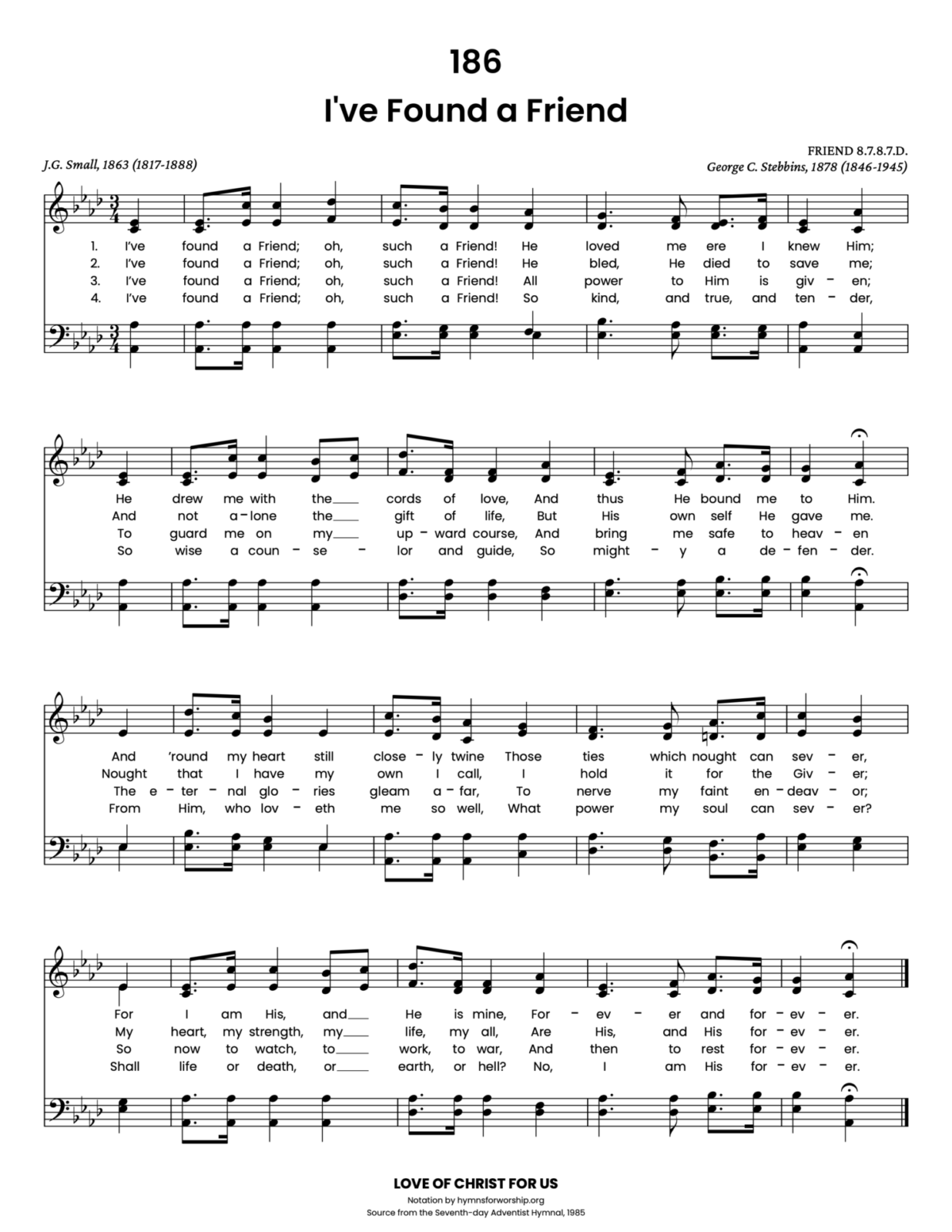 SDAH 186: I've Found a Friend - Hymns for Worship