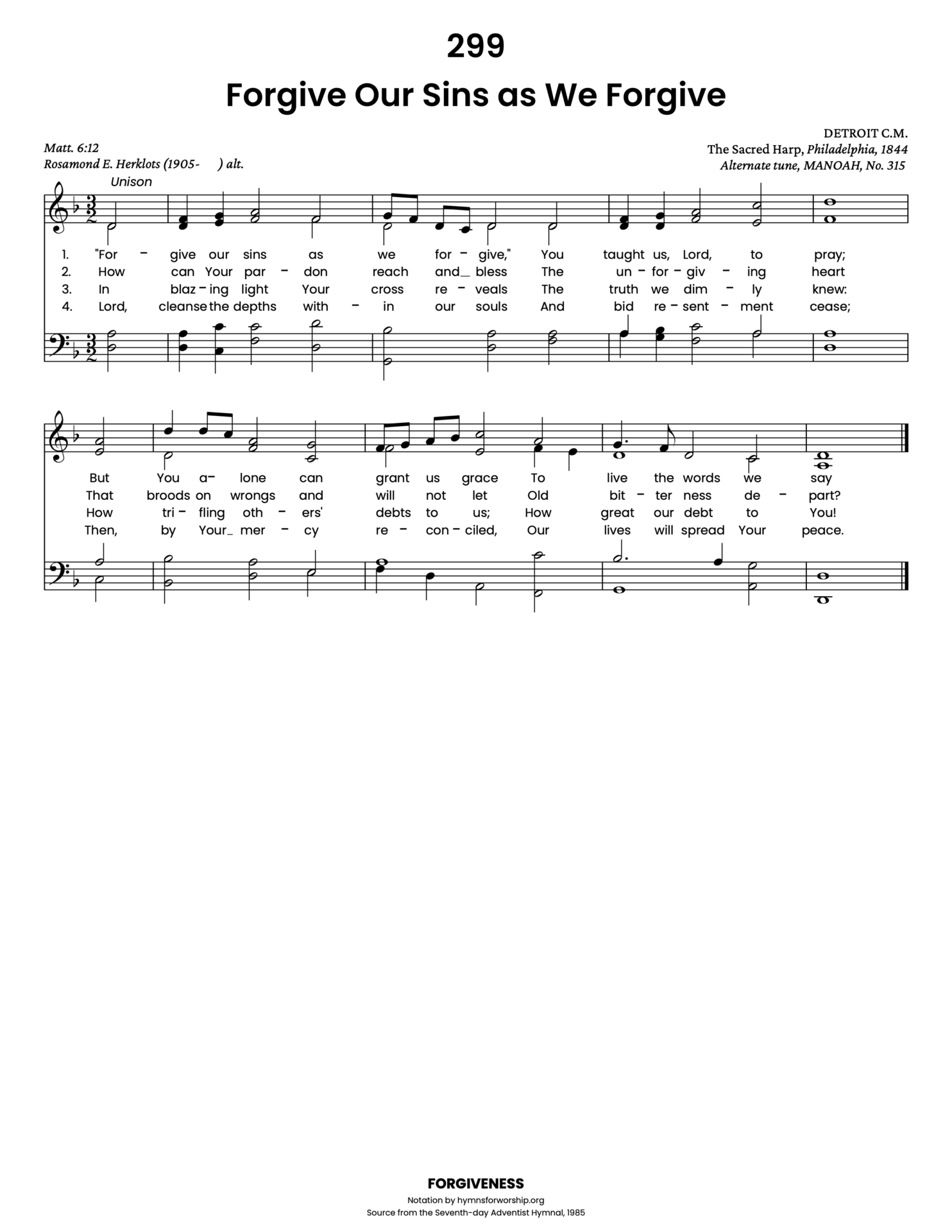 Sdah 299 Forgive Our Sins As We Forgive Hymns For Worship
