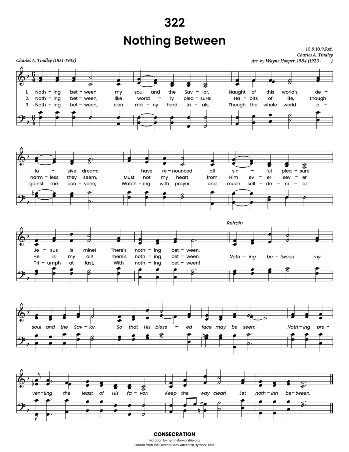 SDAH 322: Nothing Between - Hymns for Worship