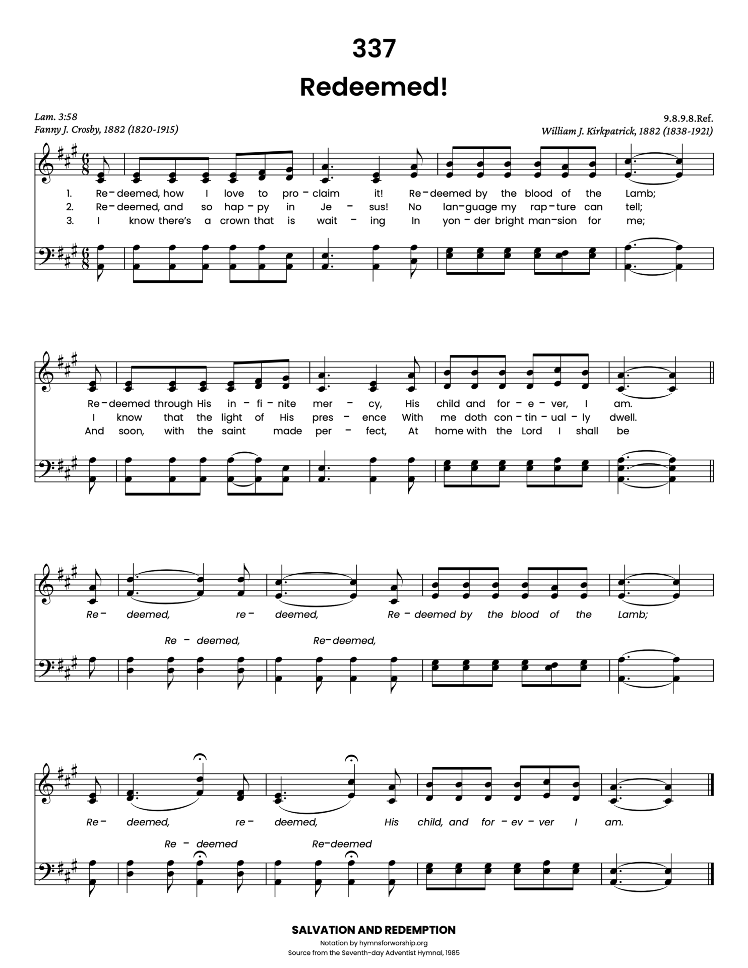 SDAH 337: Redeemed! - Hymns for Worship