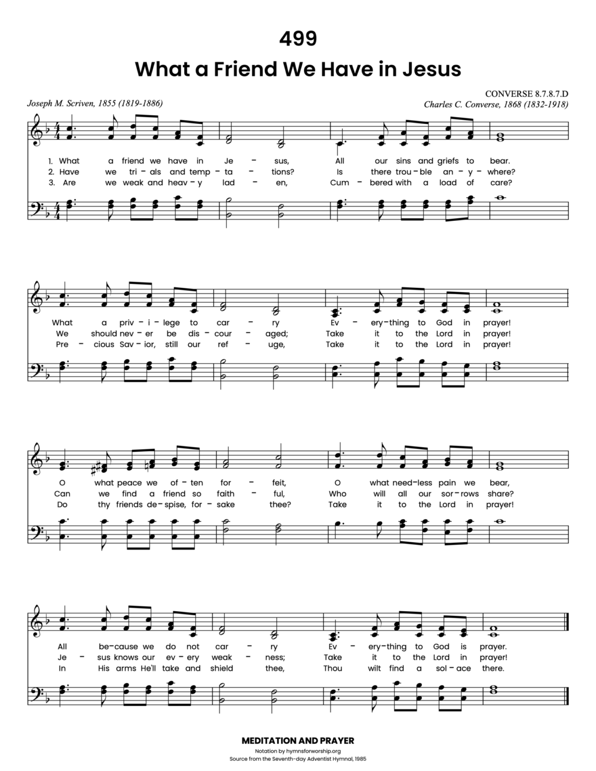 SDAH 499: What a Friend We Have In Jesus - Hymns for Worship