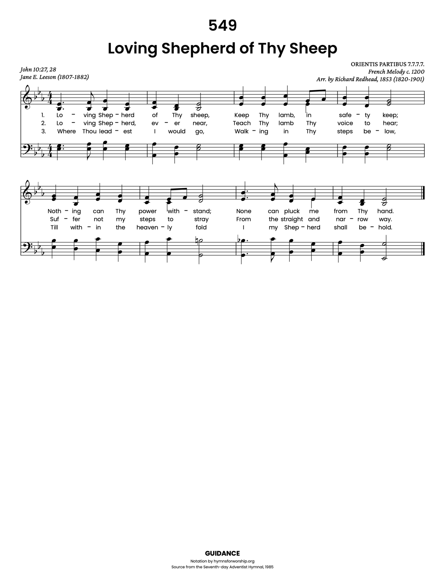 SDAH 549: Loving Shepherd of Thy Sheep - Hymns for Worship