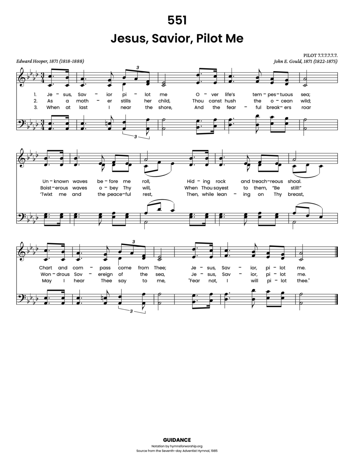Sdah 551 Jesus Savior Pilot Me Hymns For Worship