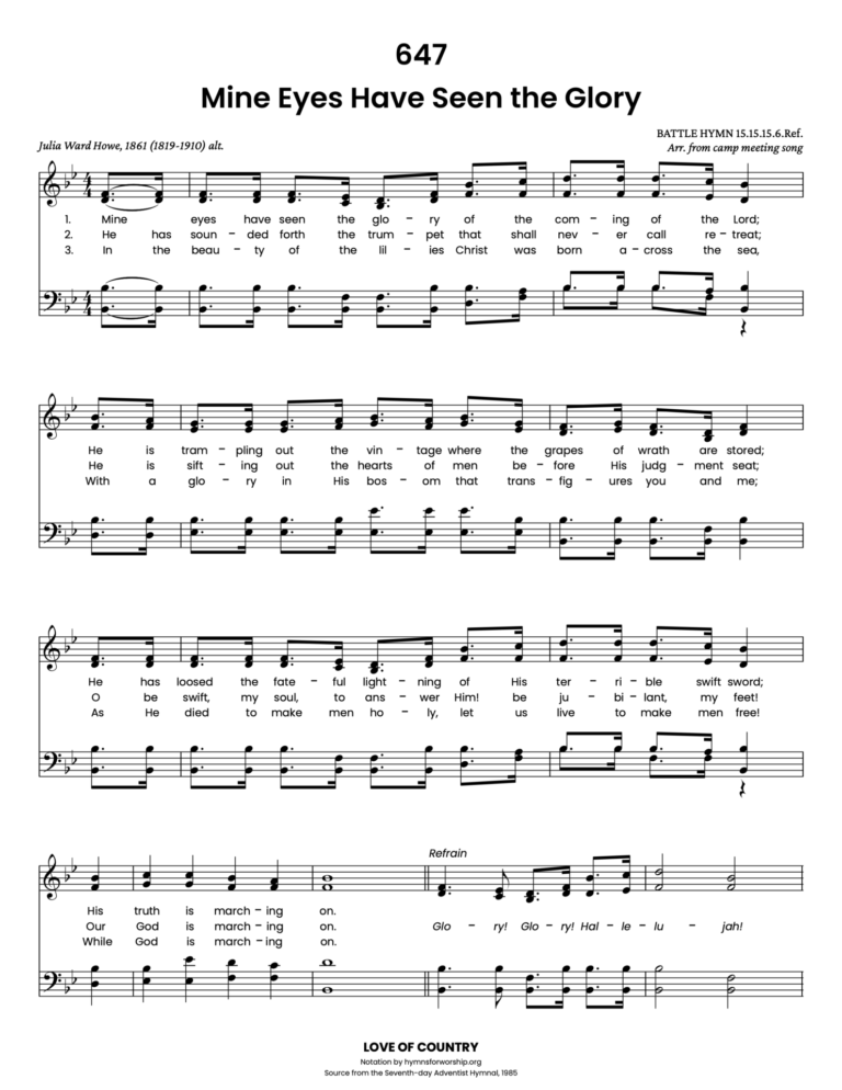 SDAH 647: Mine Eyes Have Seen the Glory - Hymns for Worship
