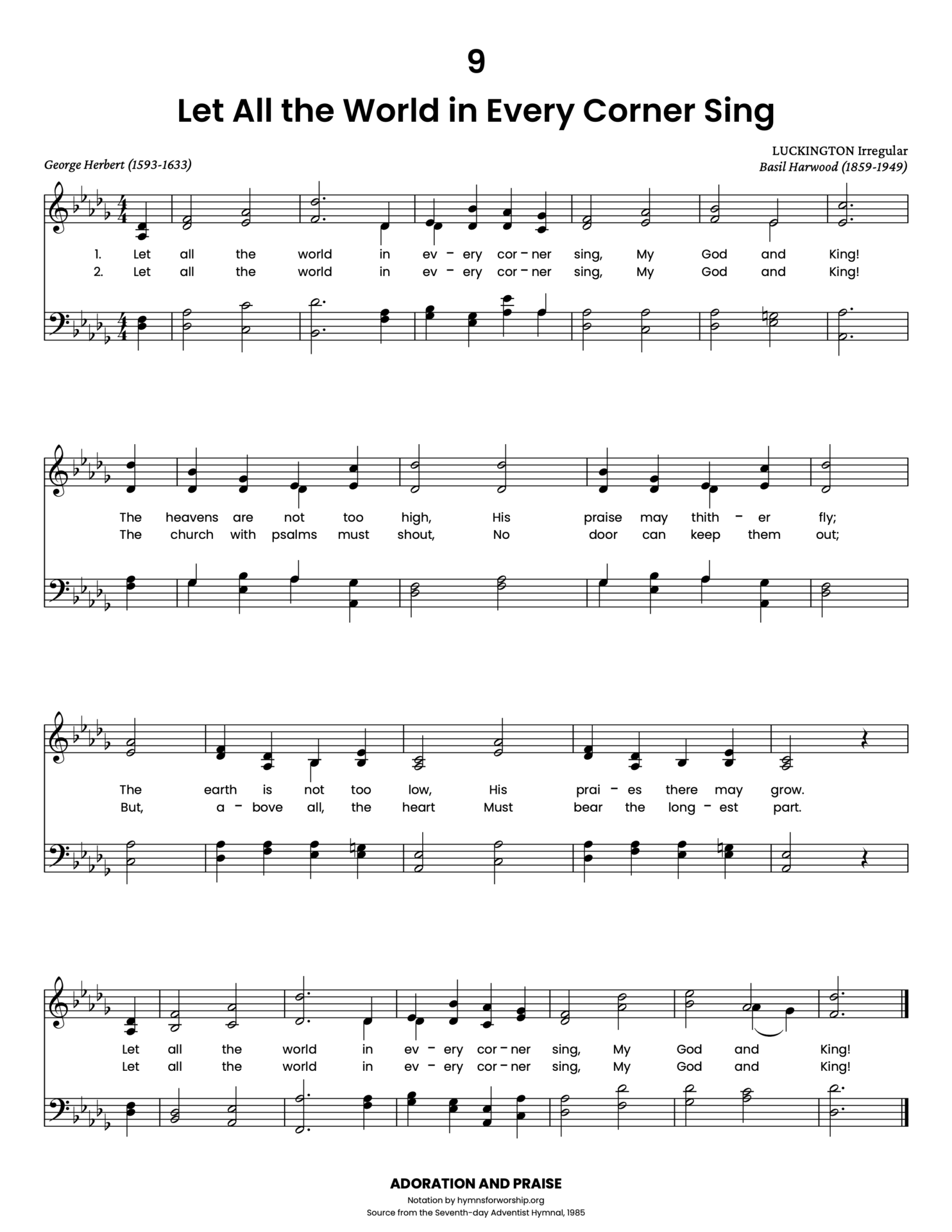 SDAH 009: Let All the World In Every Corner Sing - Hymns for Worship