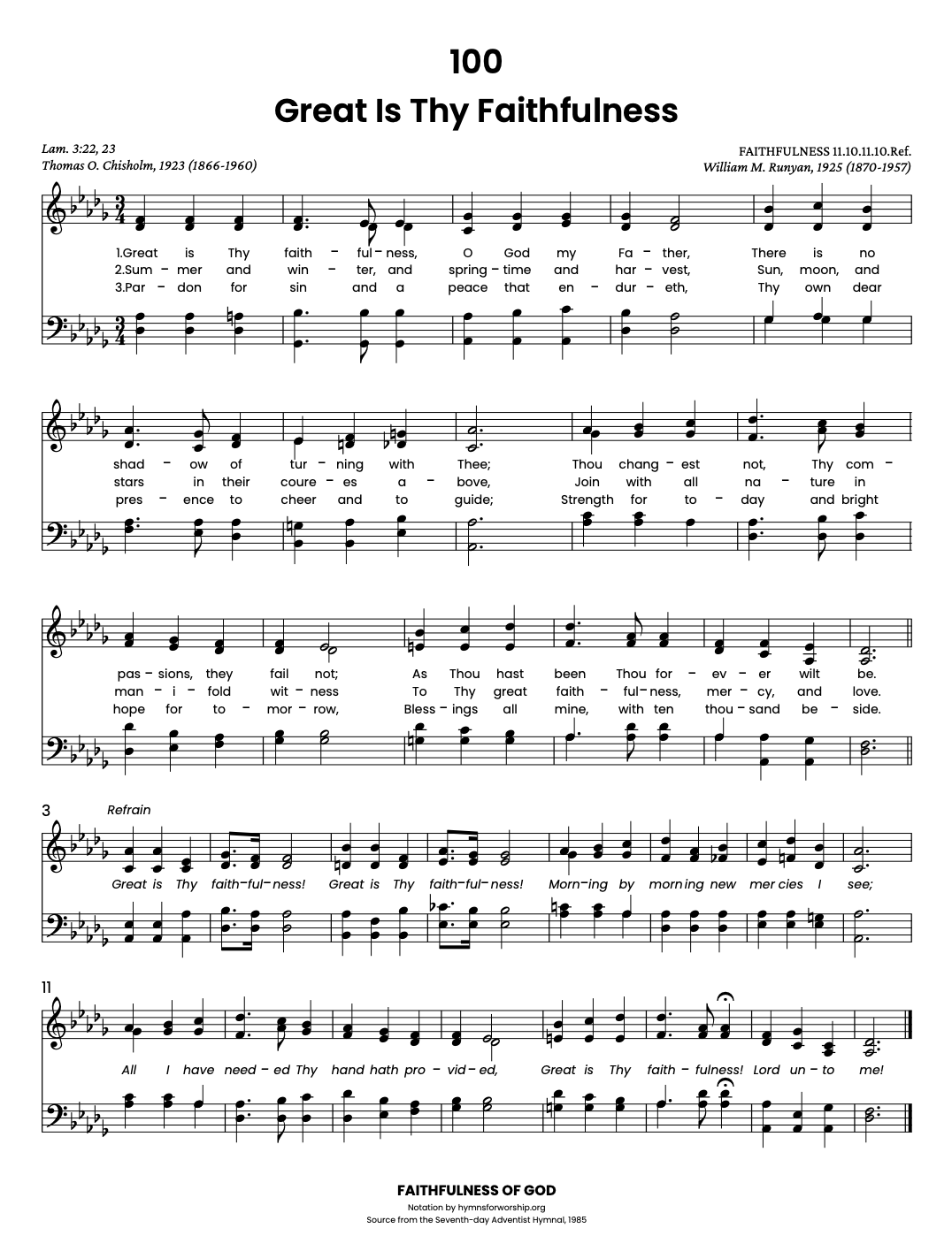 SDAH 100: Great Is Thy Faithfulness - Hymns for Worship