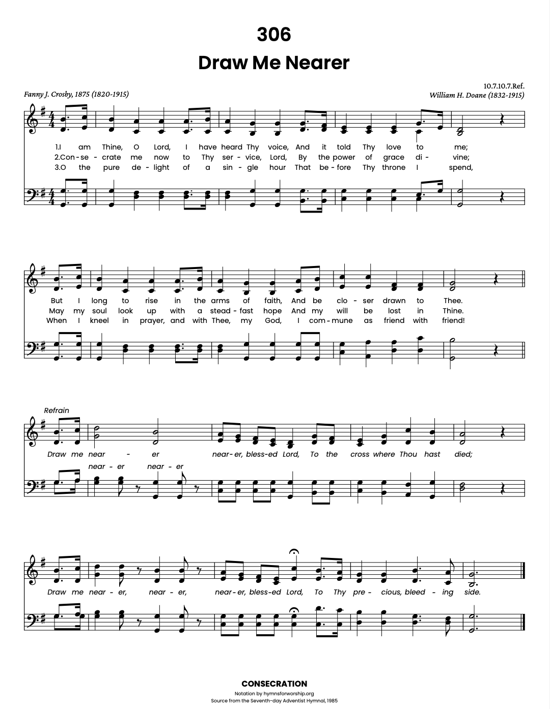 SDAH 306: Draw Me Nearer - Hymns for Worship