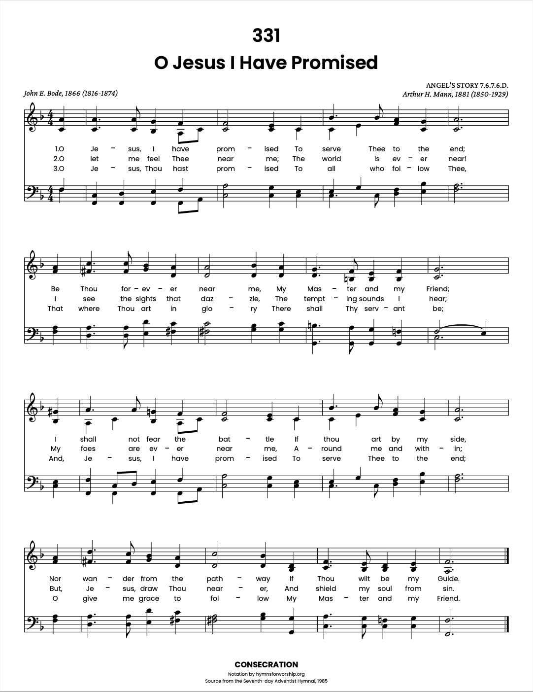 SDAH 331: O Jesus, I Have Promised - Hymns for Worship
