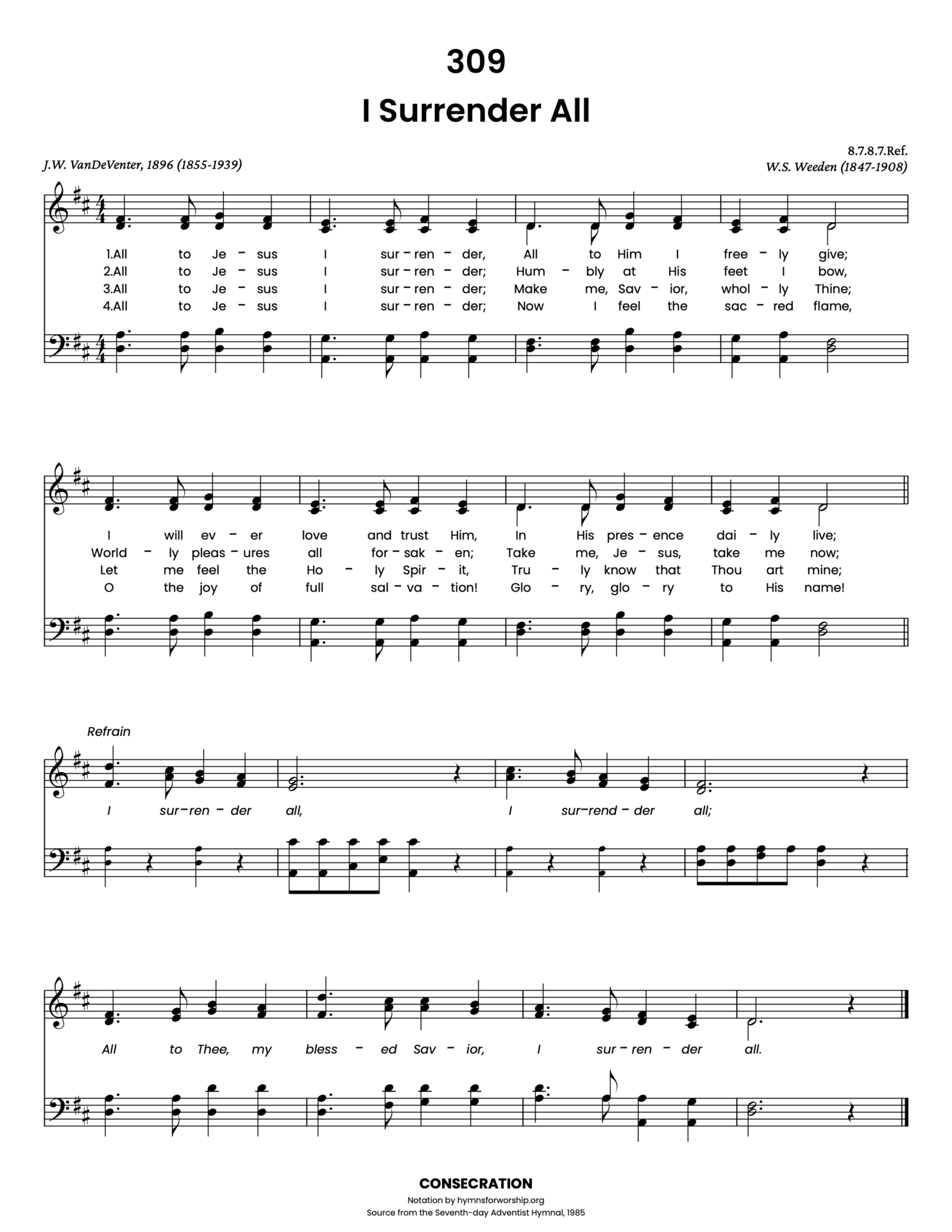 SDAH 309: I Surrender All - Hymns for Worship