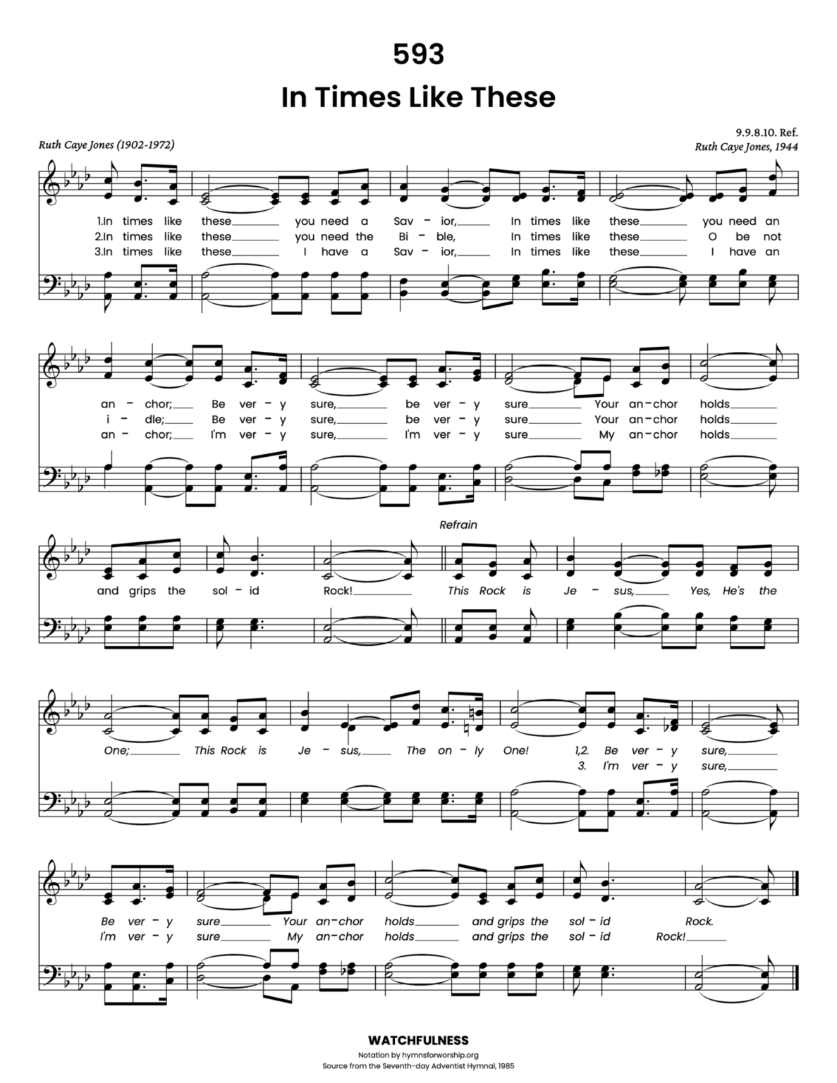 SDAH 593: In Times Like These - Hymns for Worship